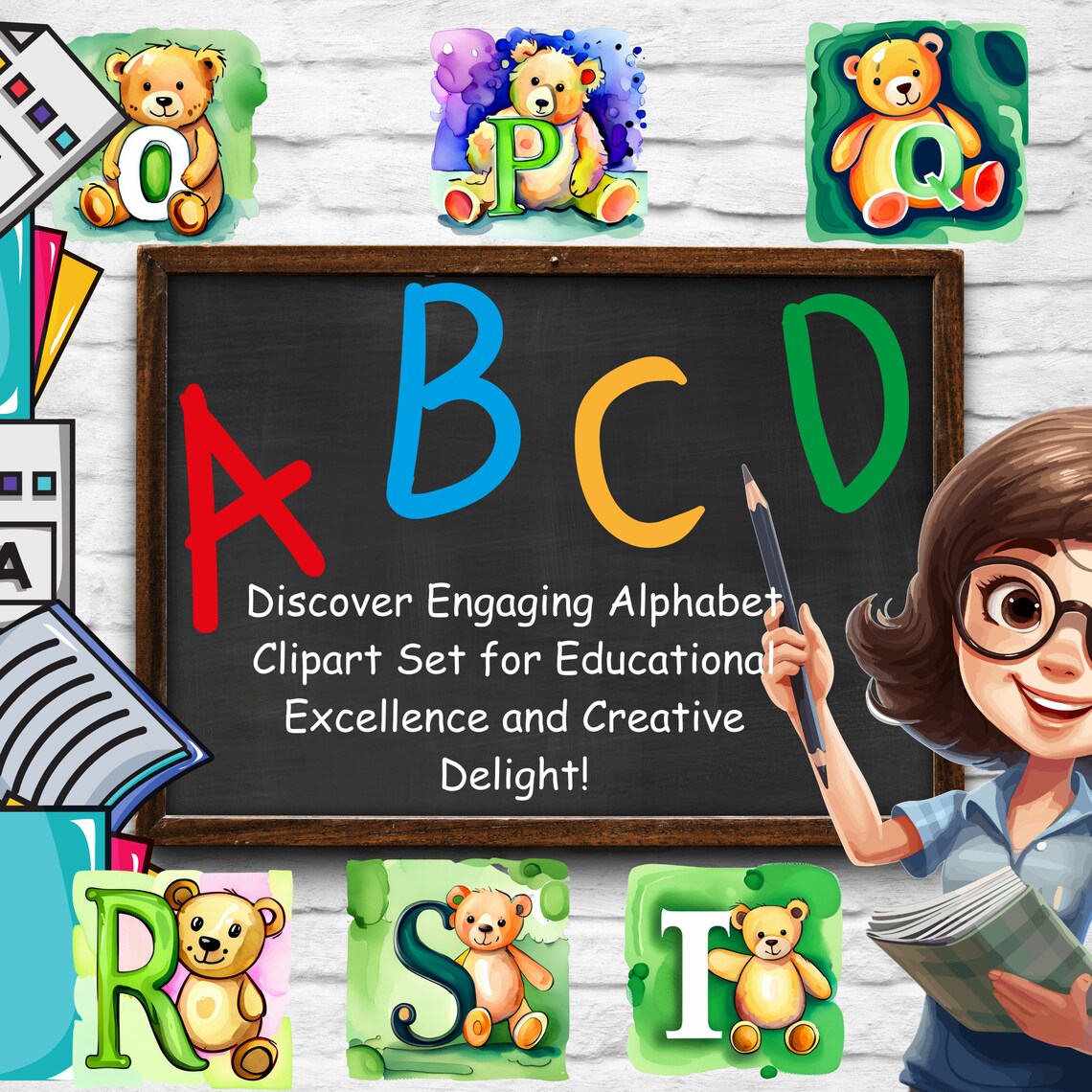 Pastel Teddy Bear Alphabet Clipart: Whimsy ABC Delight Bundle Instant ...