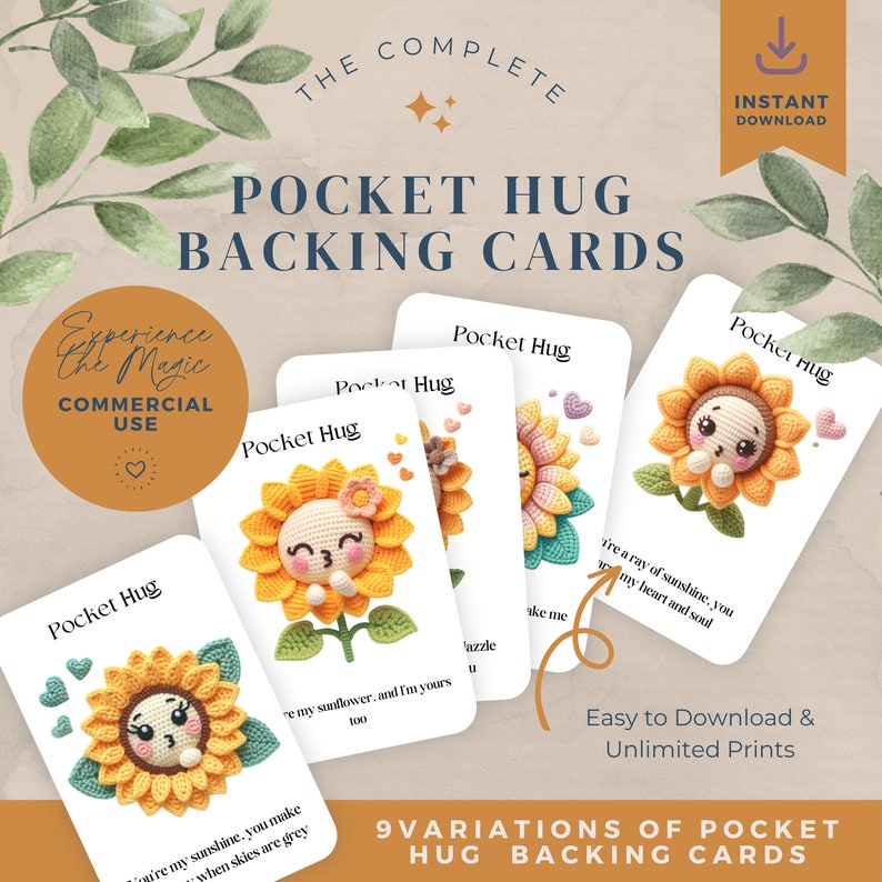 Sunflower Pocket Hug Cards - Printable Smile Gift - Etsy