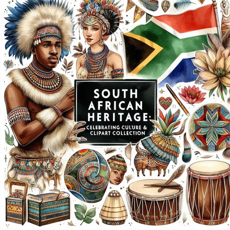 South African Heritage Clipart Bundle | 30 PNG Images | Traditional ...