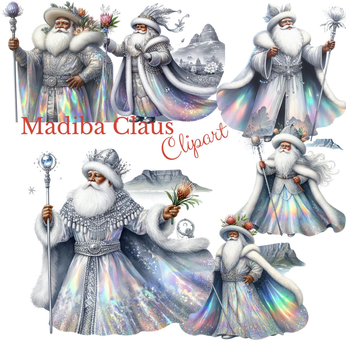 Mandela Santa PNG | South African Christmas Clipart | Madiba Claus Art ...
