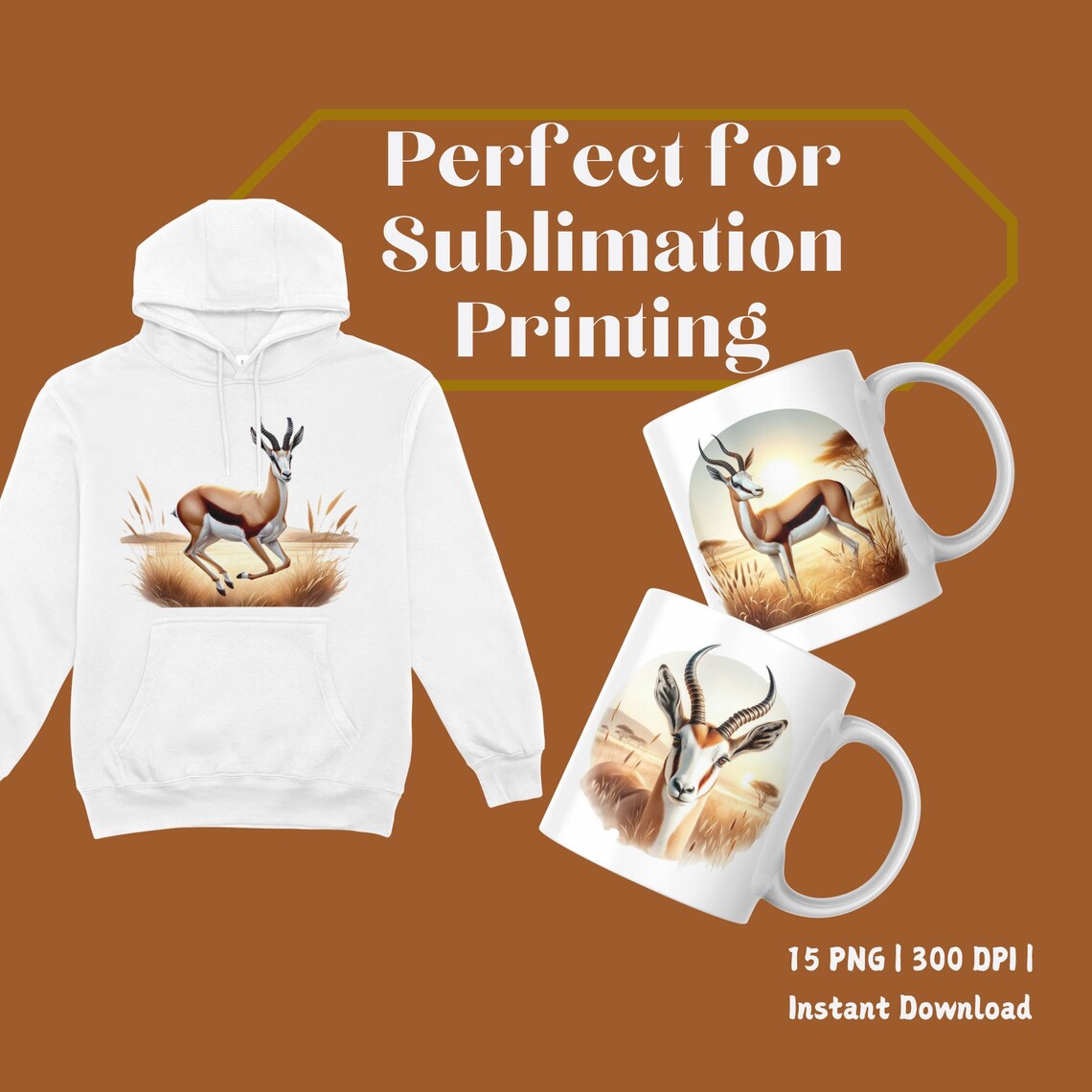 Watercolor Springbok Clipart: South African Wildlife Pngs (digital ...