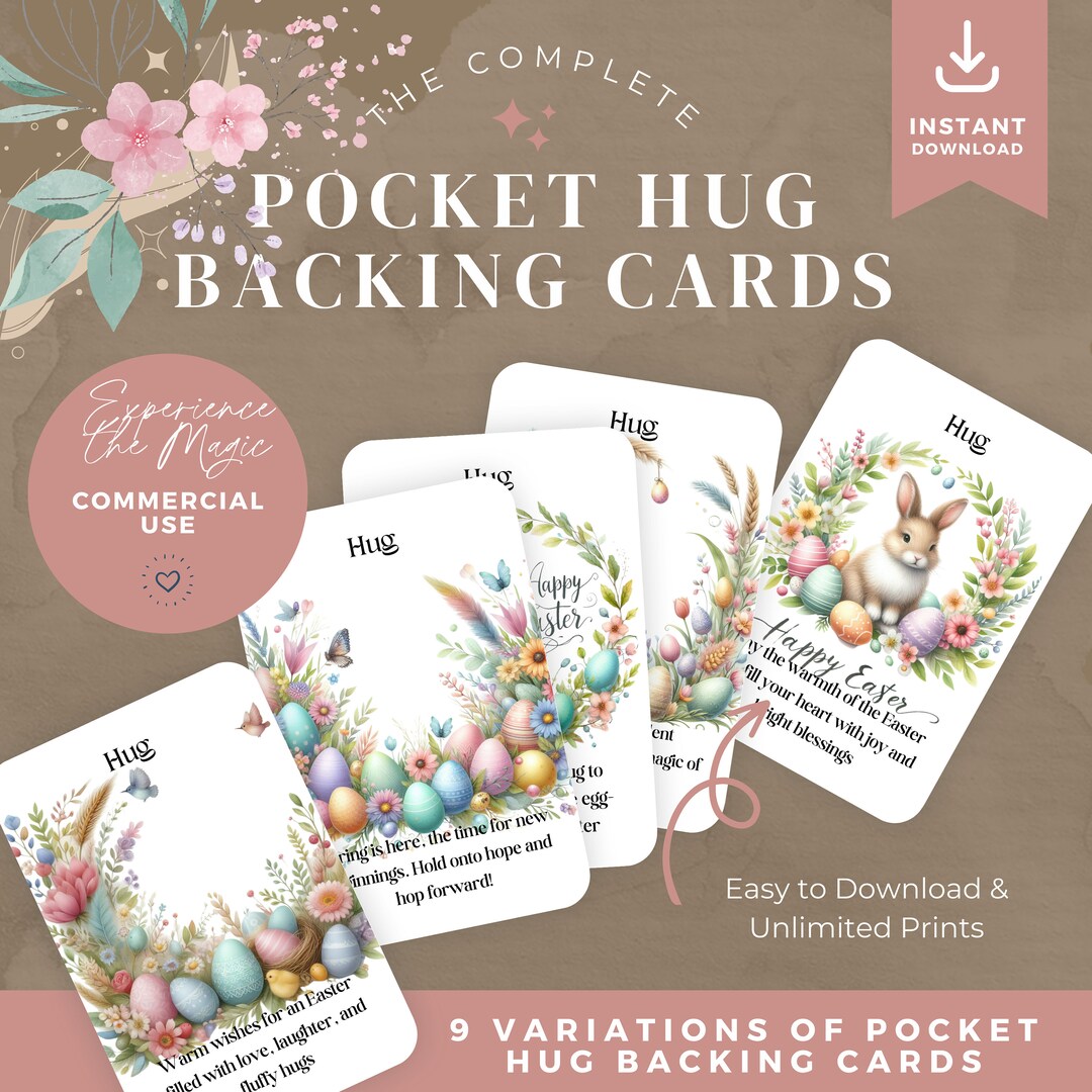 Easter Pocket Hug Cards: Bunny Designs (digital Download) - Etsy New ...