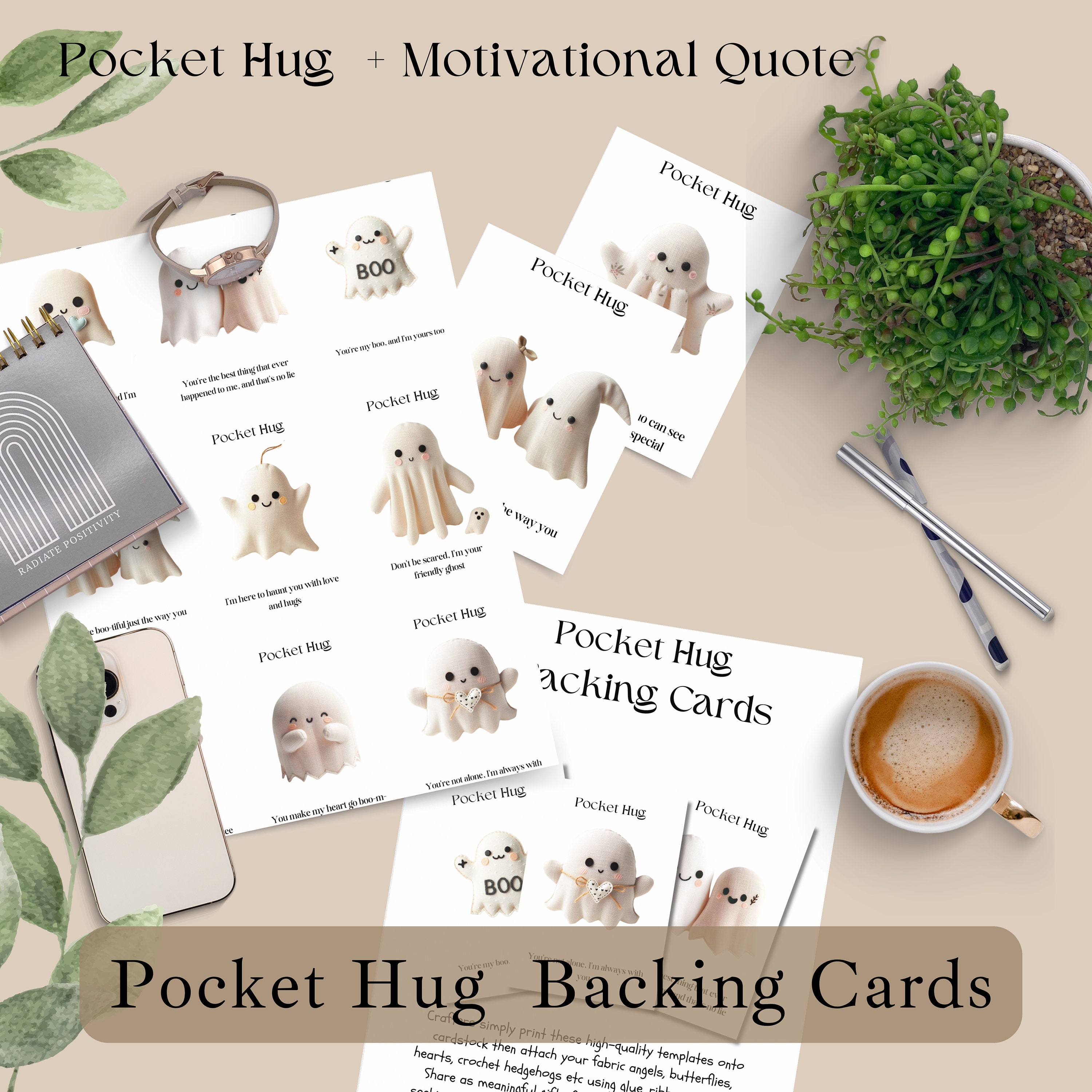 Pocket Hug Card Spooky Ghost Backing Cards - Cute Quotes for Pocket ...
