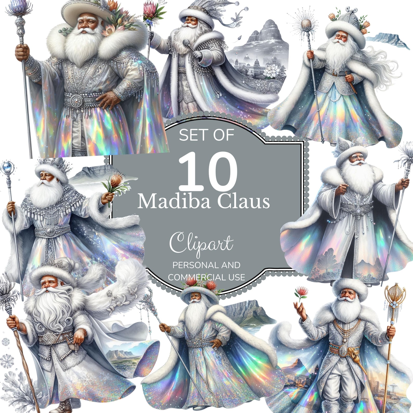 Mandela Santa PNG | South African Christmas Clipart | Madiba Claus Art ...