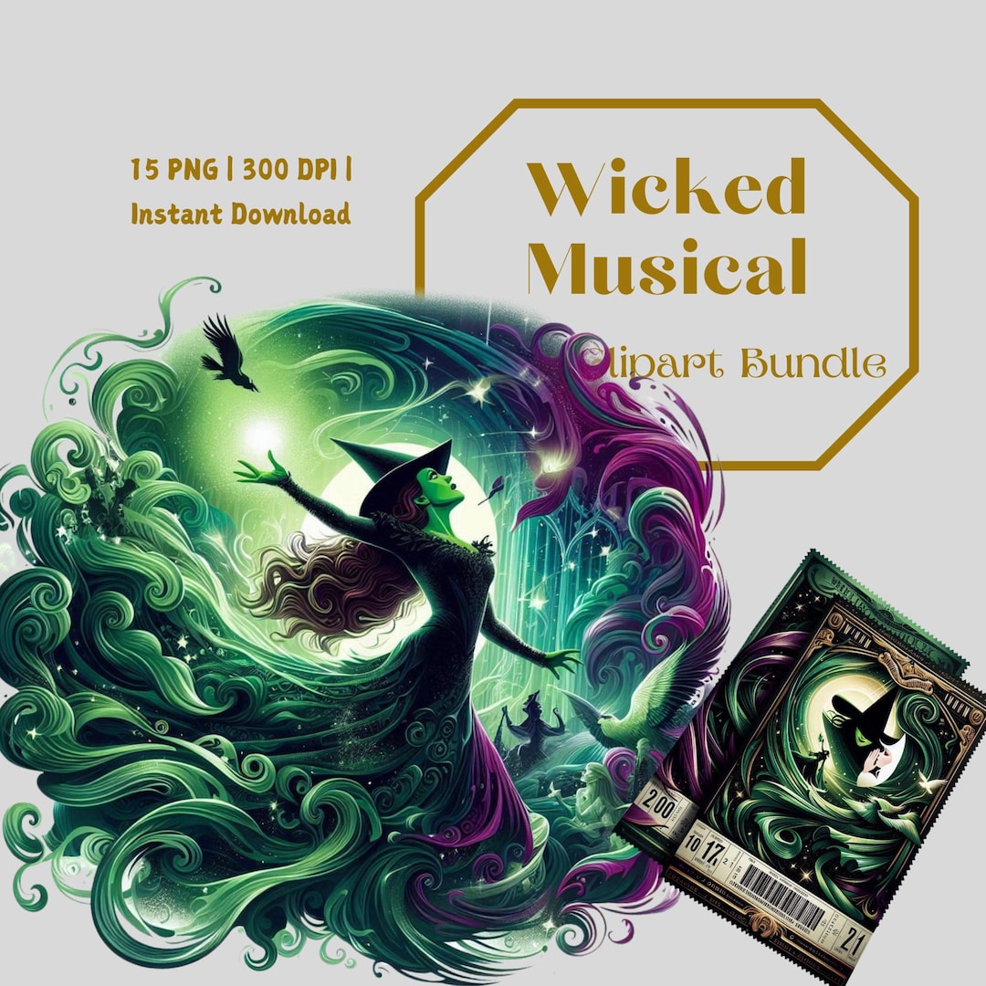 Wicked Clipart | 15 Pngs | Broadway Musical Art, Elphaba, Glinda ...