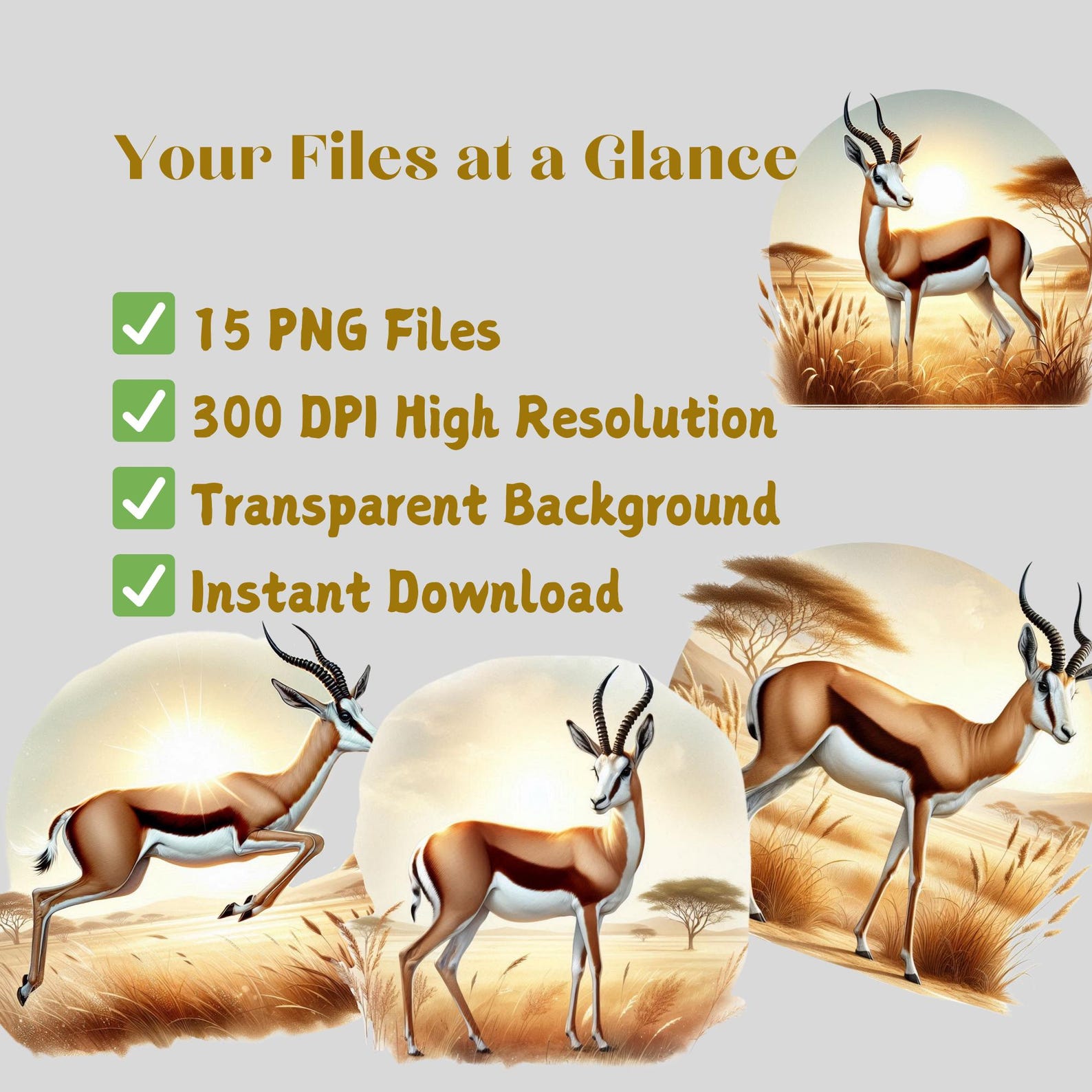 15 Springbok PNG Clipart | Watercolor South African Wildlife | Safari ...