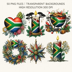 South African Christmas Clipart Bundle Vol.1 | 50 Pngs | Flag & Colours ...