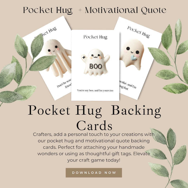 Spooky Ghost Backing Cards Cute Quotes for Pocket Hugs Printable DIY ...