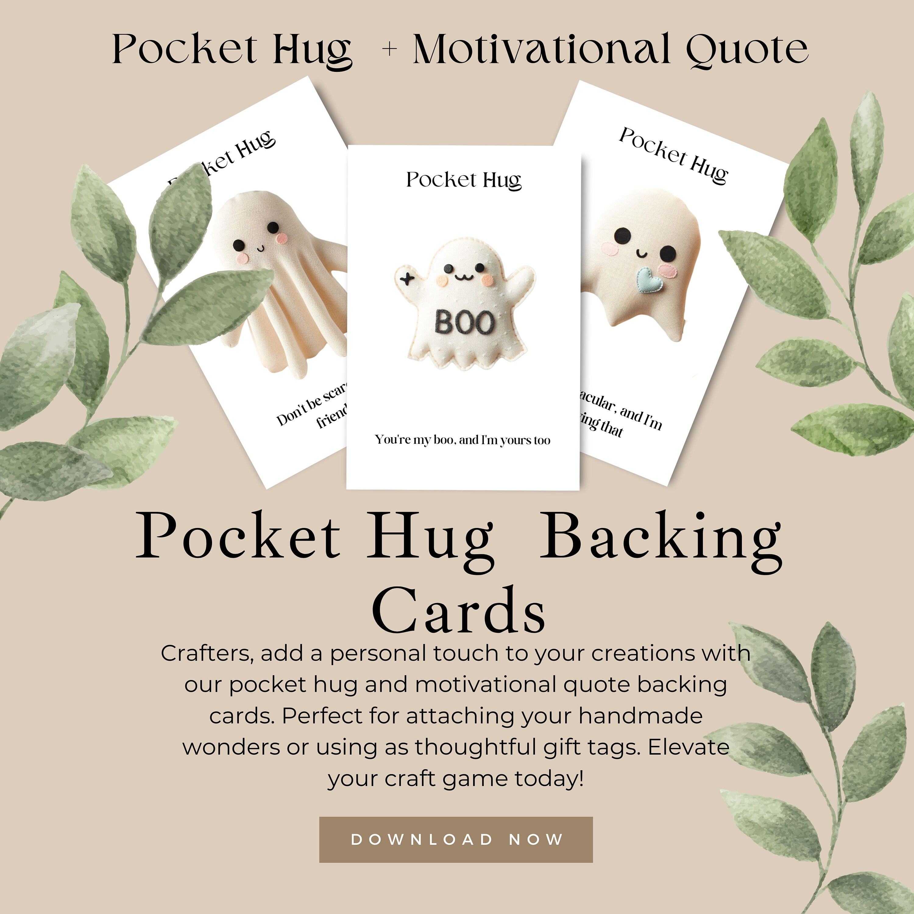 Pocket Hug Card Spooky Ghost Backing Cards - Cute Quotes for Pocket ...