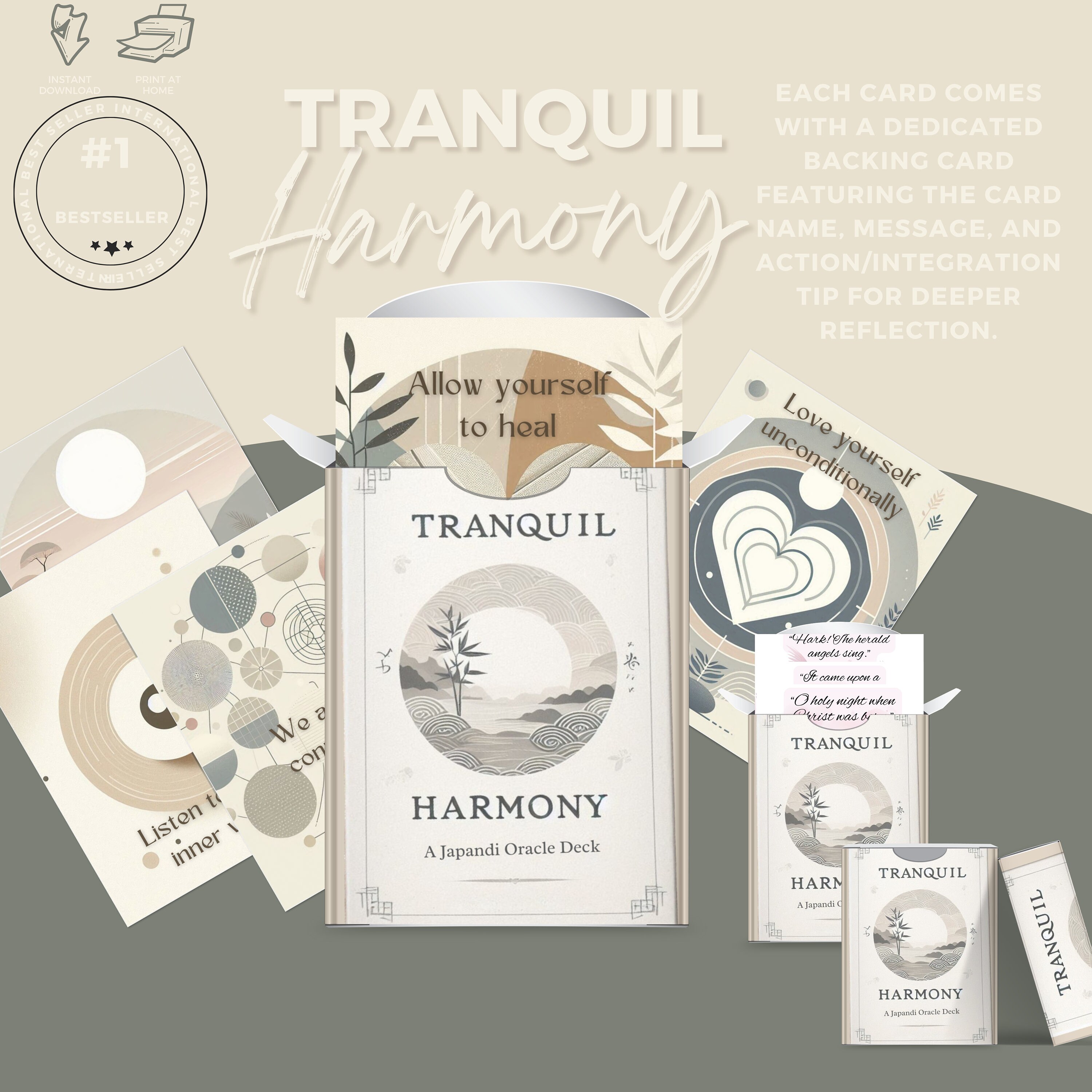 Tranquil Harmony: Japandi Oracle Deck - 52 Card Set, PDF Guidebook ...