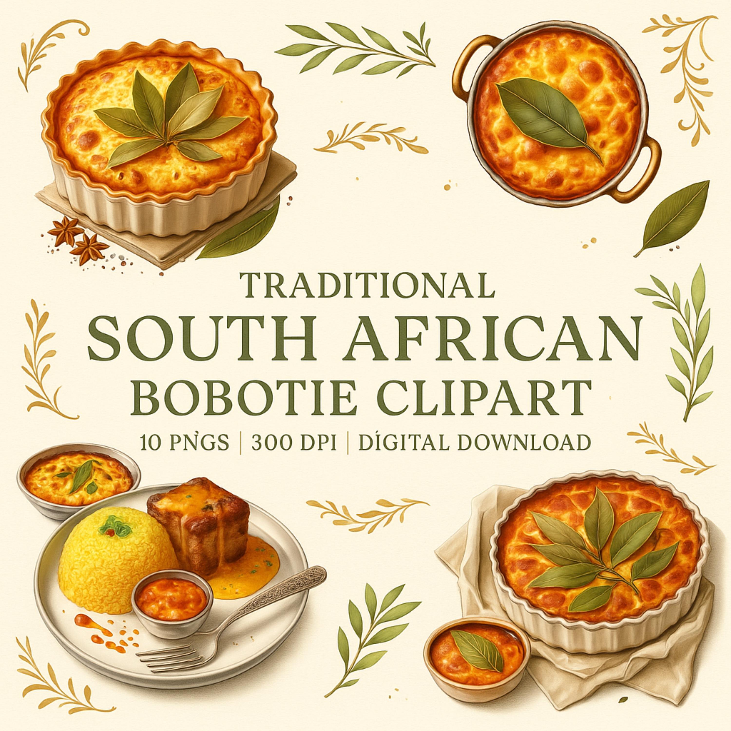 South African Bobotie Clipart Bundle: Modern Food Illustrations ...