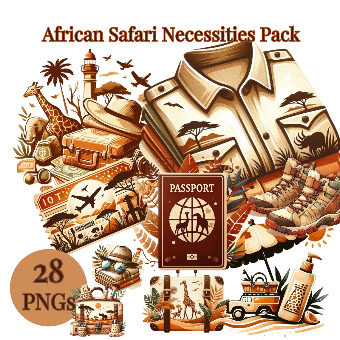 African Safari Clipart Bundle: 28 PNG Images (digital Download) - Etsy