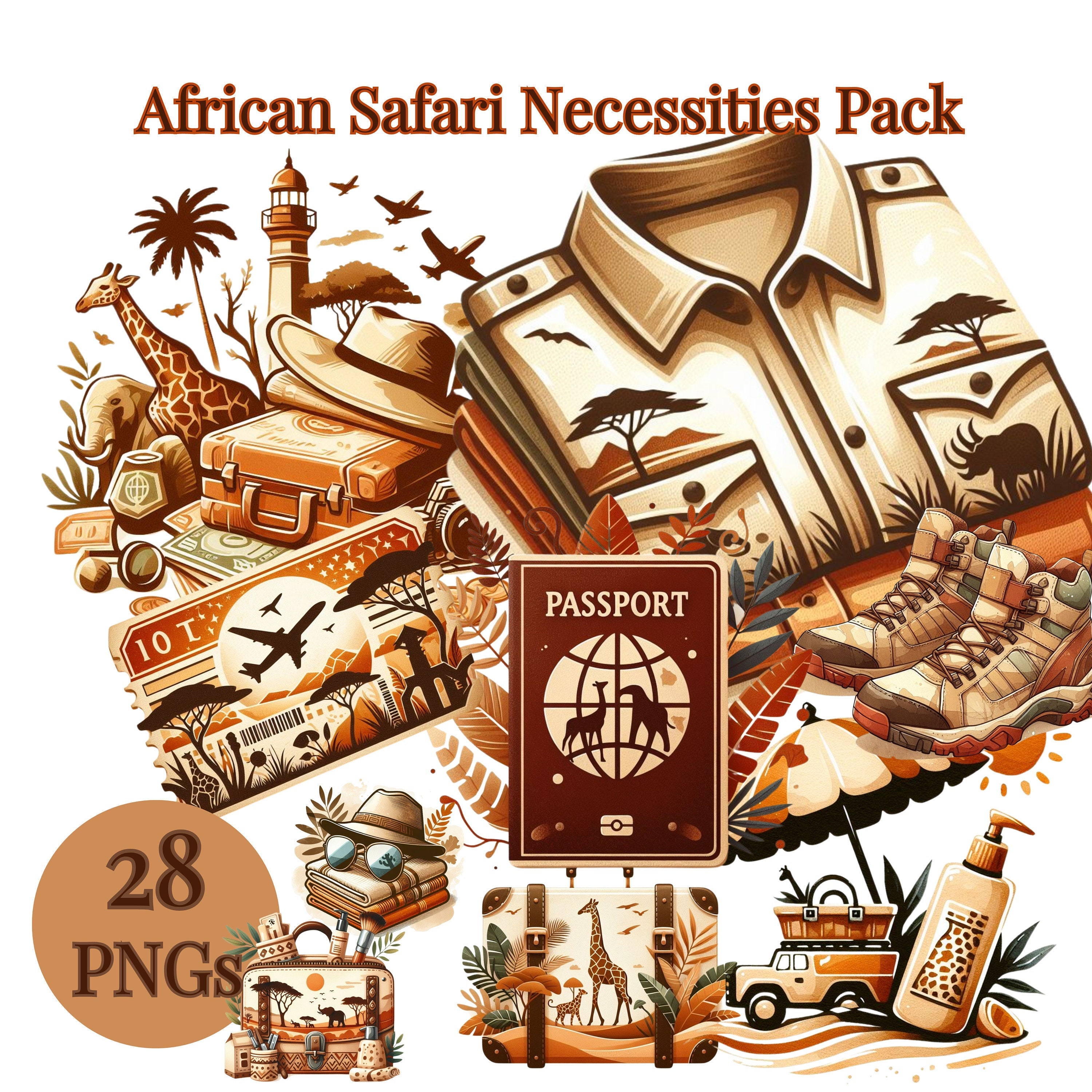 African Safari Necessities Pack - 28 Transparent Images Digital ...