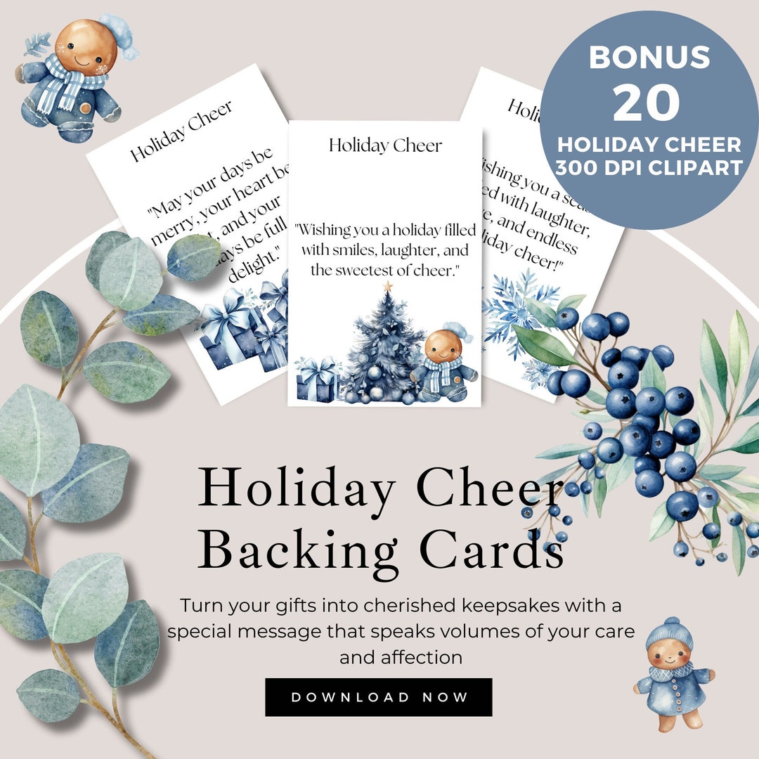 Holiday Backing Cards & Christmas Clipart Bundle Digital Download ...