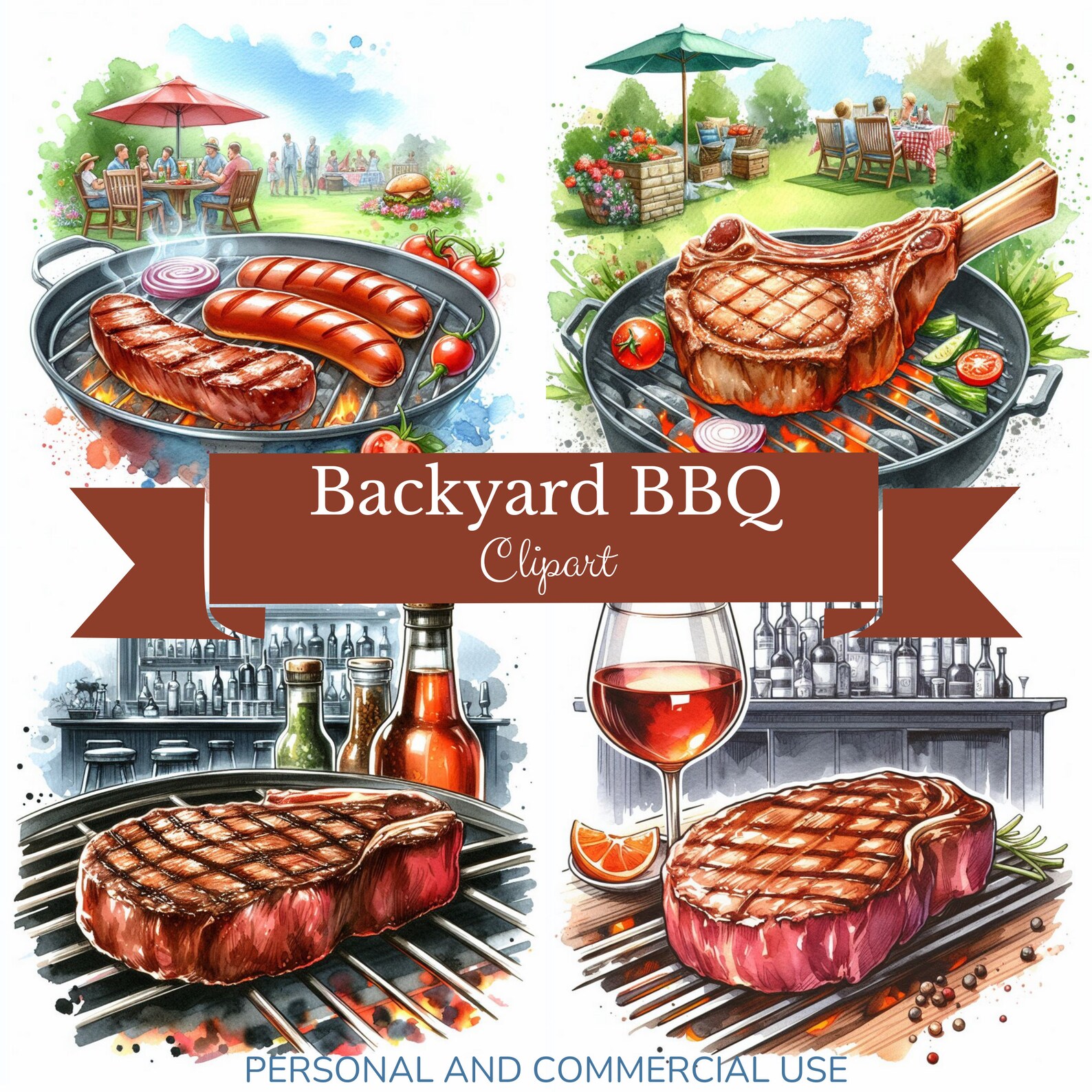 Backyard BBQ Party Clip Art - 30 Summer PNG Graphics - Swimming Pool ...