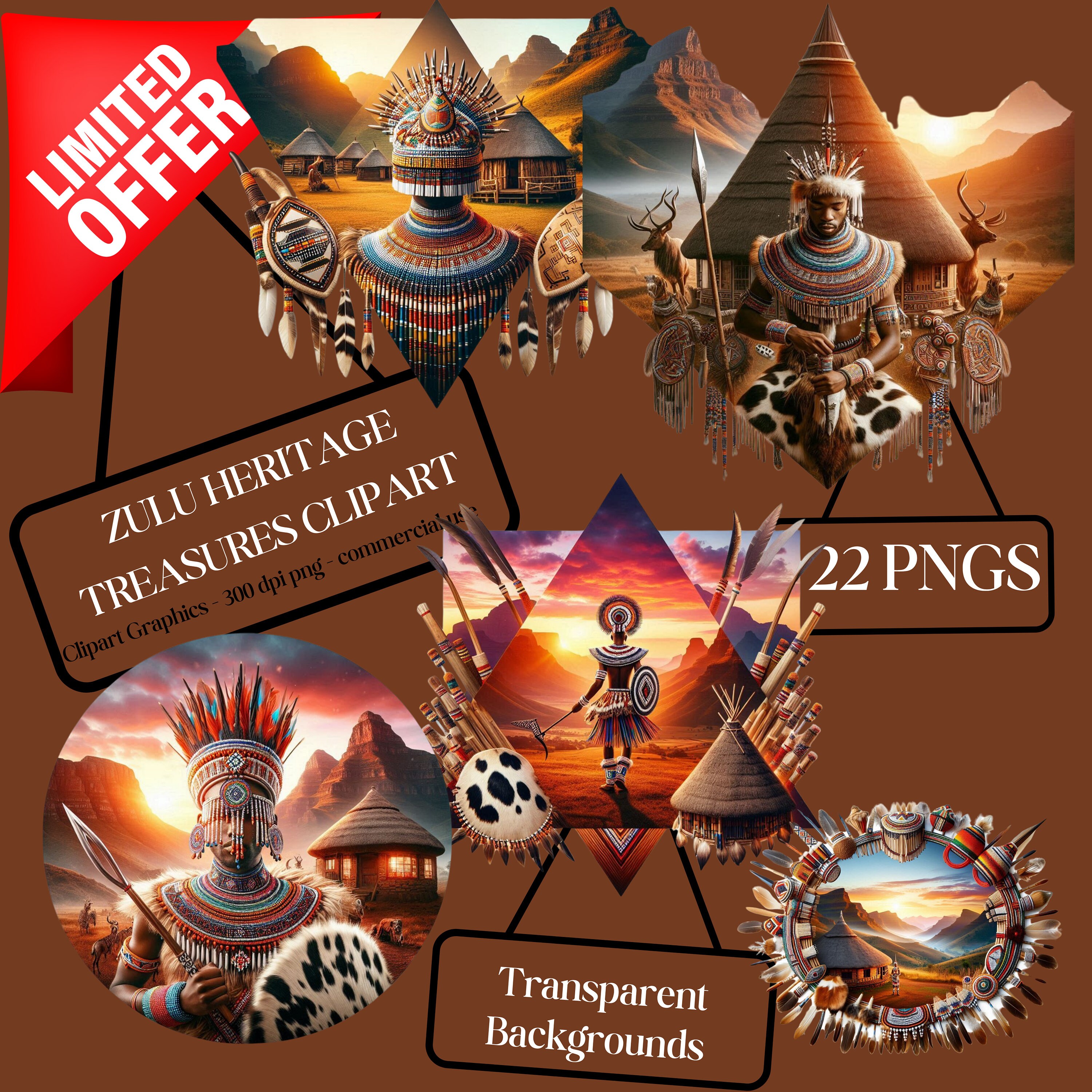 Zulu Heritage Treasures PNG Bundle | Traditional Dancer Beadwork ...