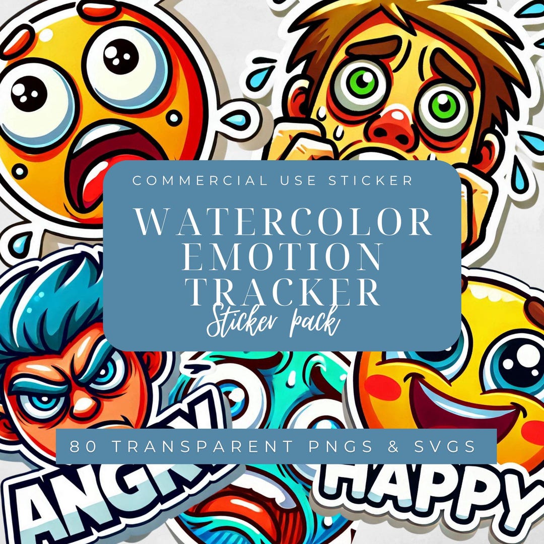 Watercolor Emotion Tracker Sticker Bundle | Digital Planner Stickers ...
