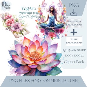 Watercolor Yoga Poses Clipart Bundle: Zen Fitness Graphics (digital ...