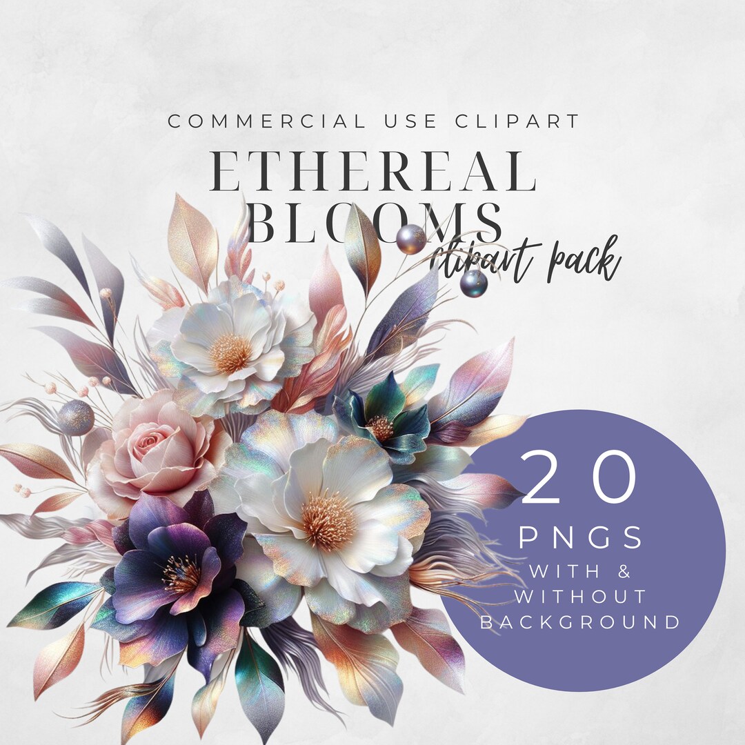 Ethereal Blooms Clipart Bundle | 20 Pngs | Transparent Background | 300 ...