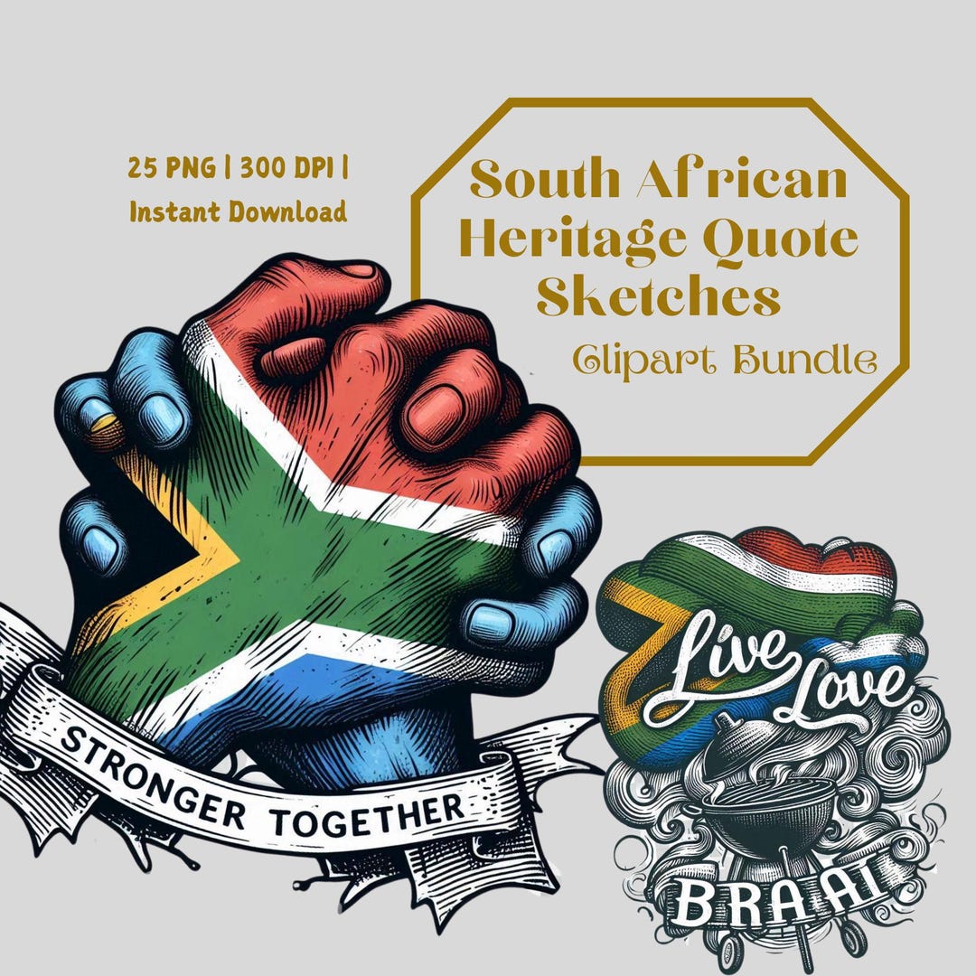 South African Quotes Clipart: Ink Sketch PNG Bundle (digital Download ...