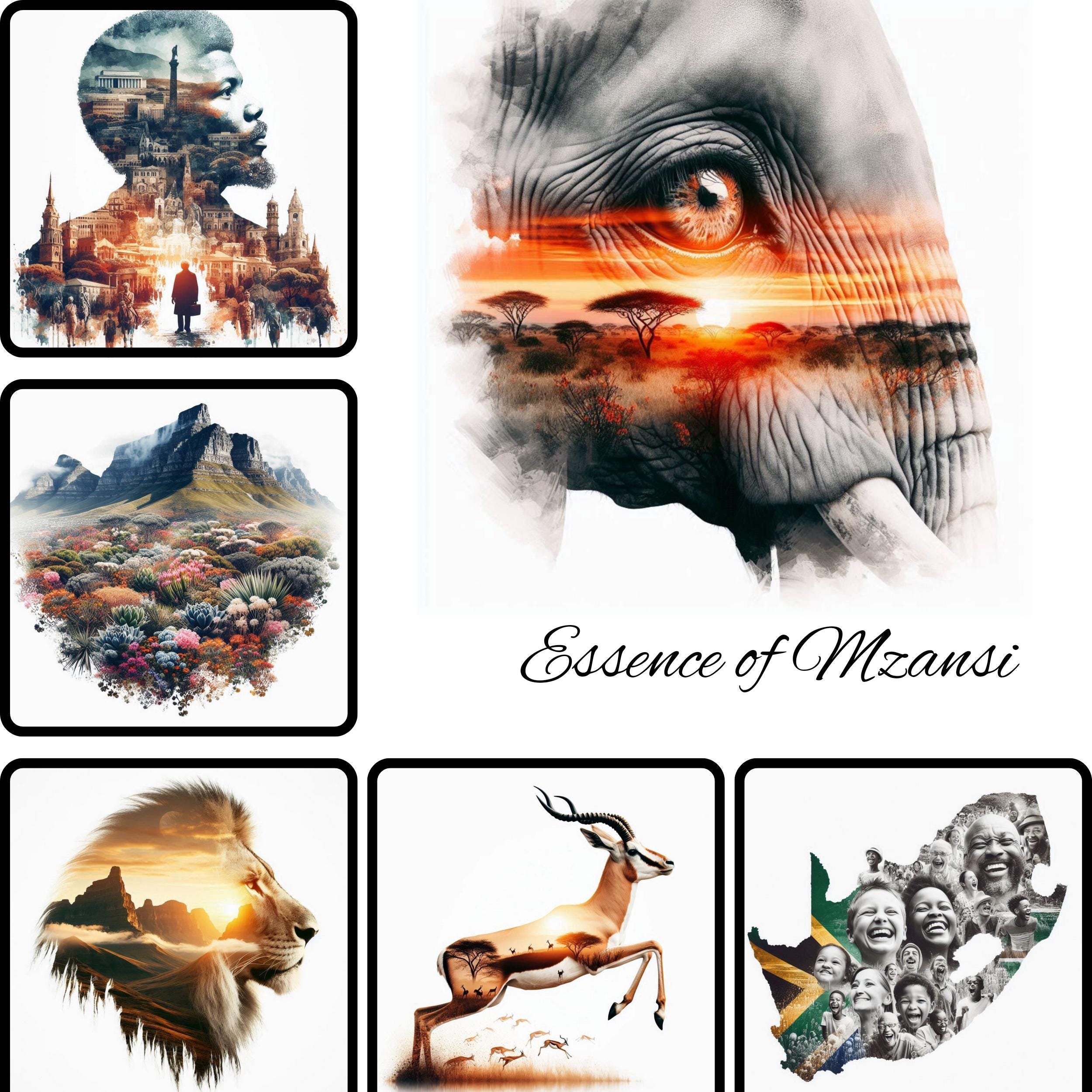 South African Double Exposure PNG | Lion Mountain Art | Mandela ...