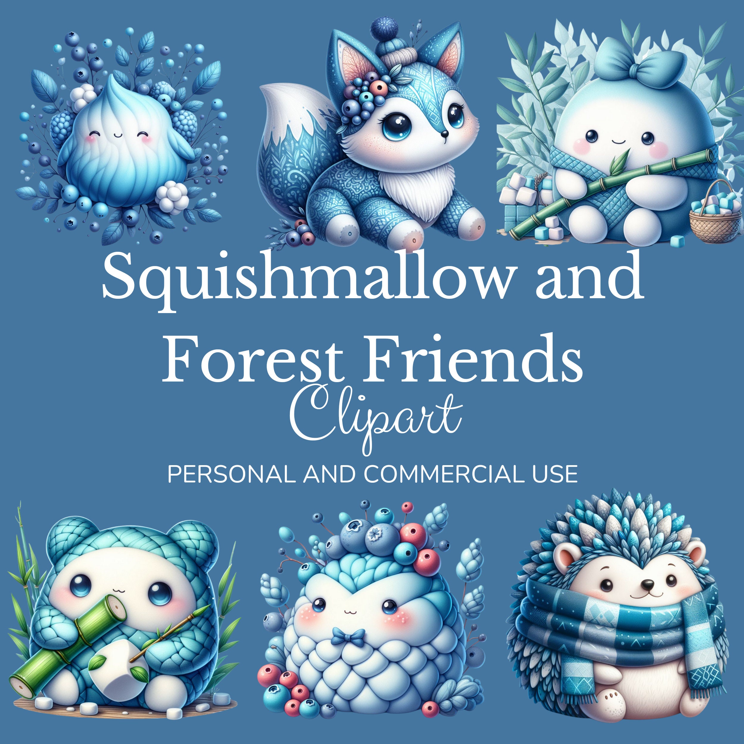 Squishmallow Forest Animals Clip Art 76 Cute Critter Illustrations ...