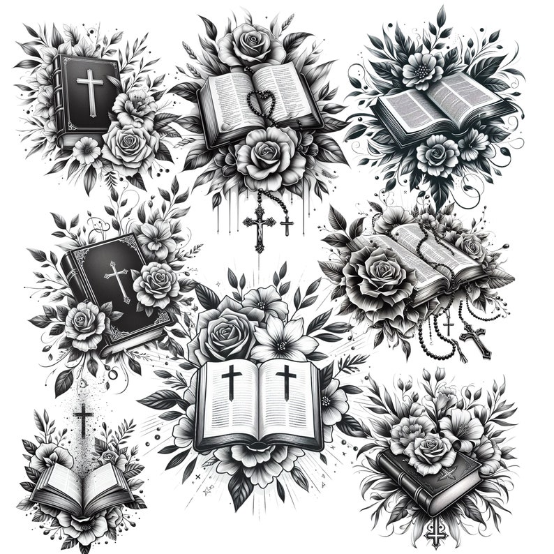 Divine Ink: 50 Bible-themed Tattoo Illustrations (PNG, 300 DPI ...