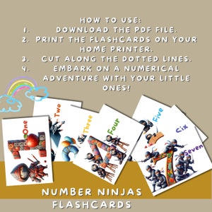 Number Flashcards Ninja Themed - 20 Printable Cards for Learning ...
