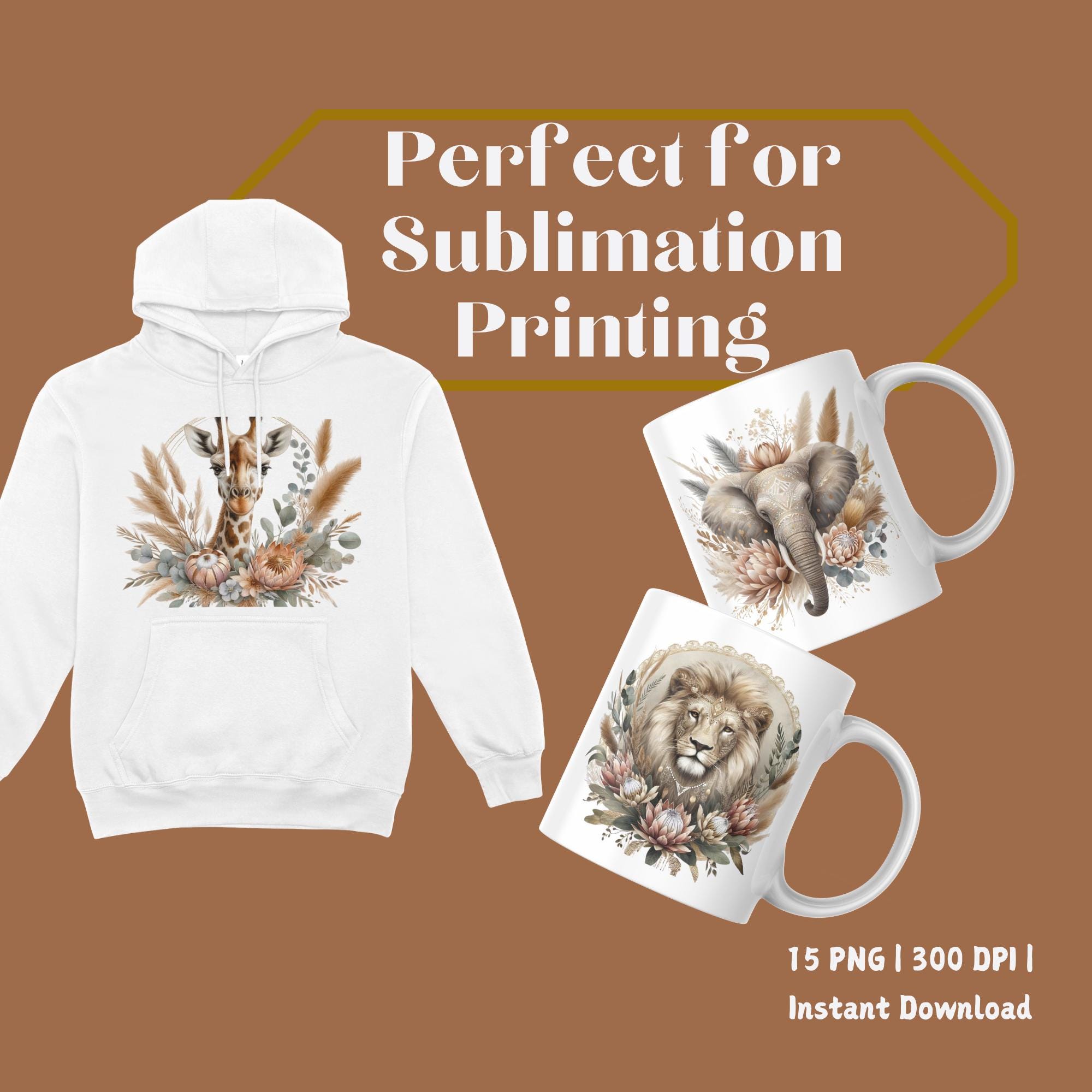 Boho South African Wildlife Clipart | 15 Pngs | Watercolor Animals ...