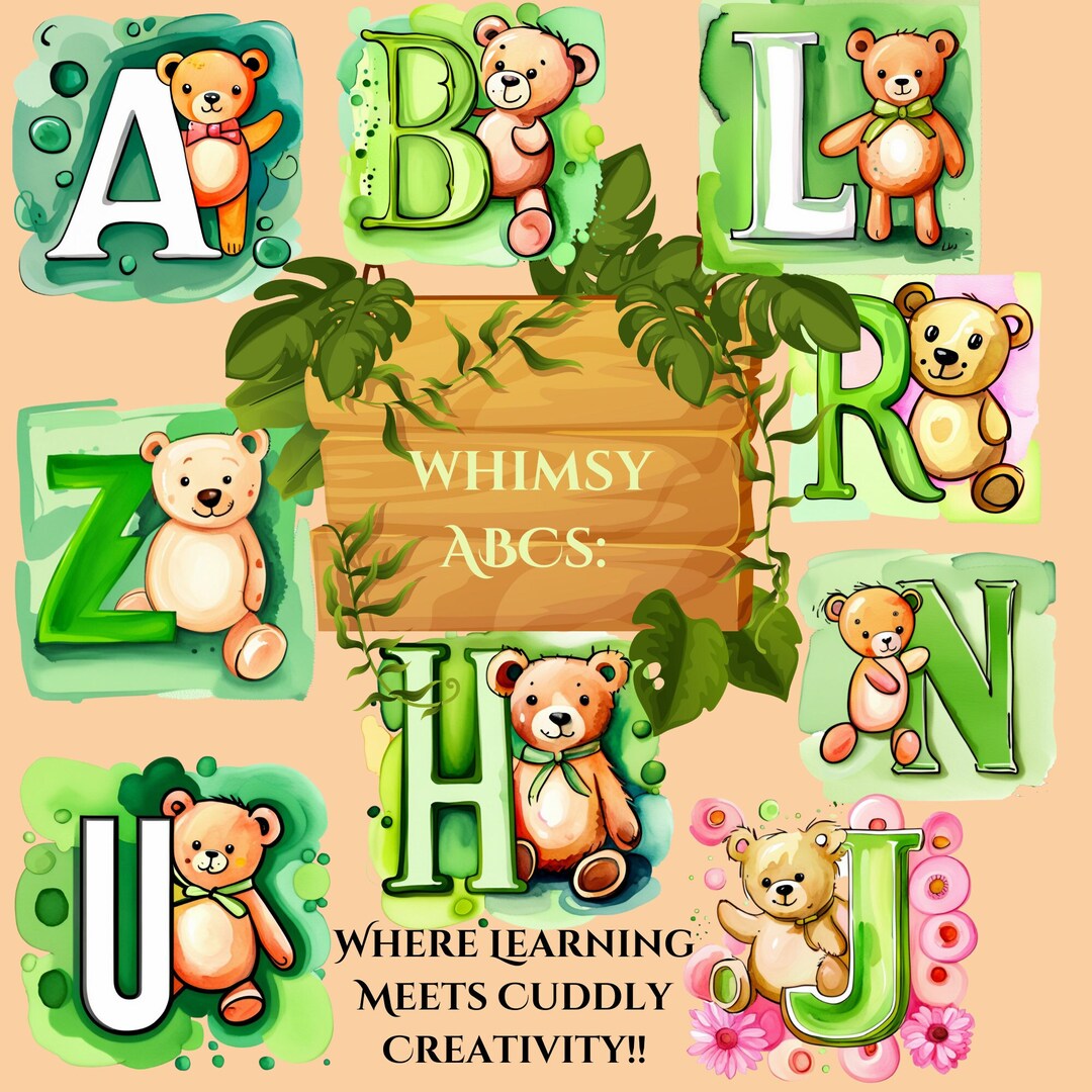 Pastel Teddy Bear Alphabet Clipart: Whimsy ABC Delight Bundle Instant ...