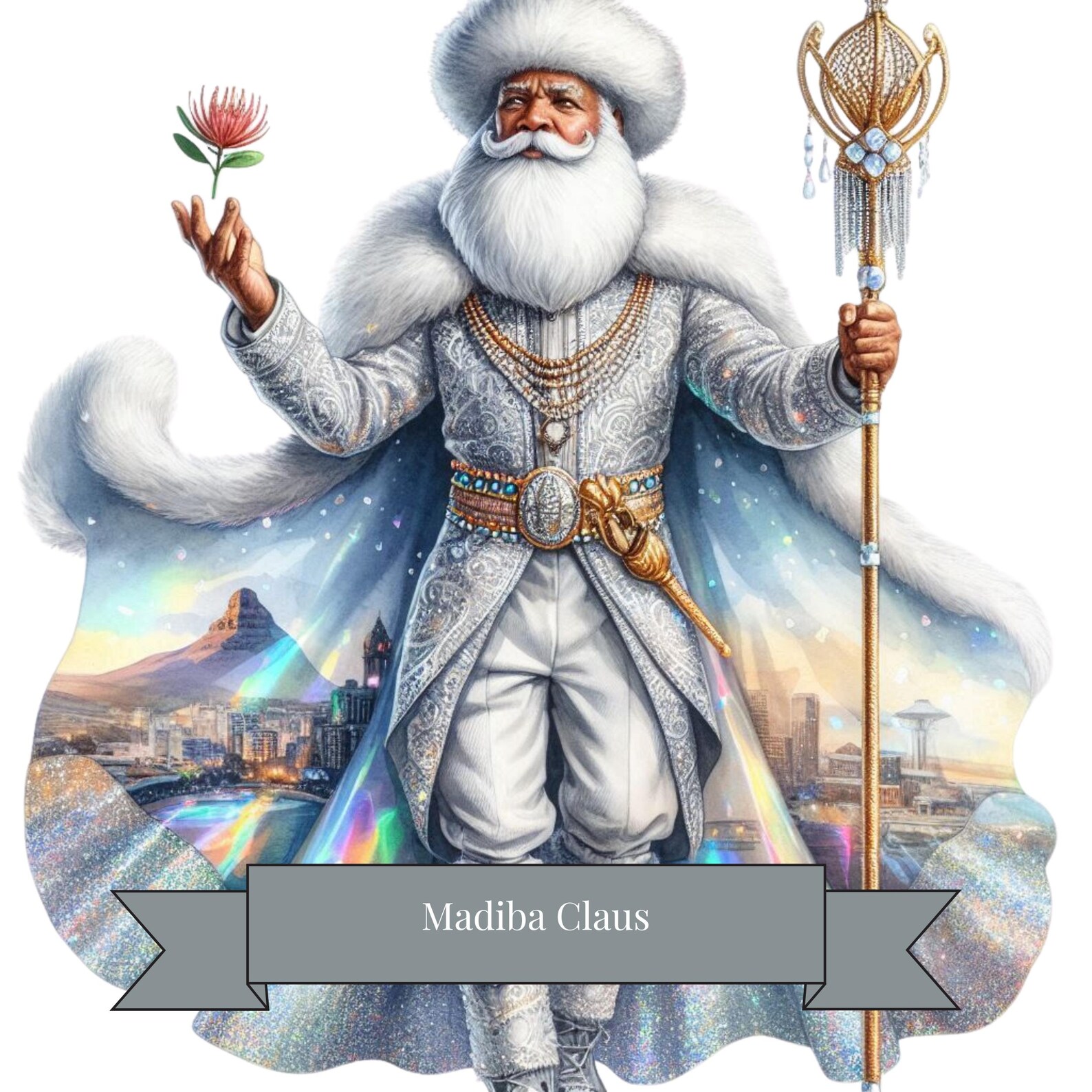 Mandela Santa PNG | South African Christmas Clipart | Madiba Claus Art ...