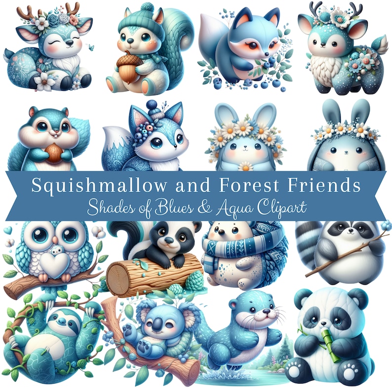 Squishmallow Forest Animals Clip Art 76 Cute Critter Illustrations ...
