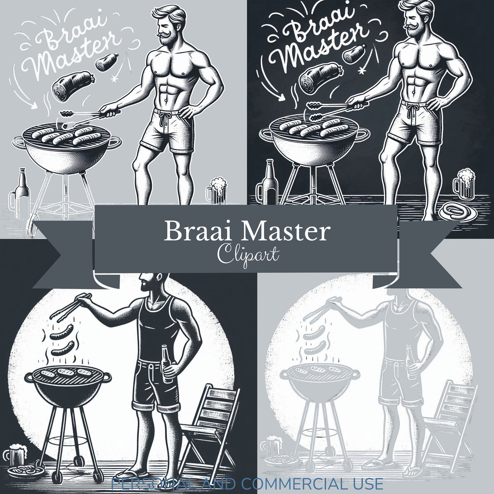 South African Braai Master Clipart Bundle: BBQ Graphics (digital ...