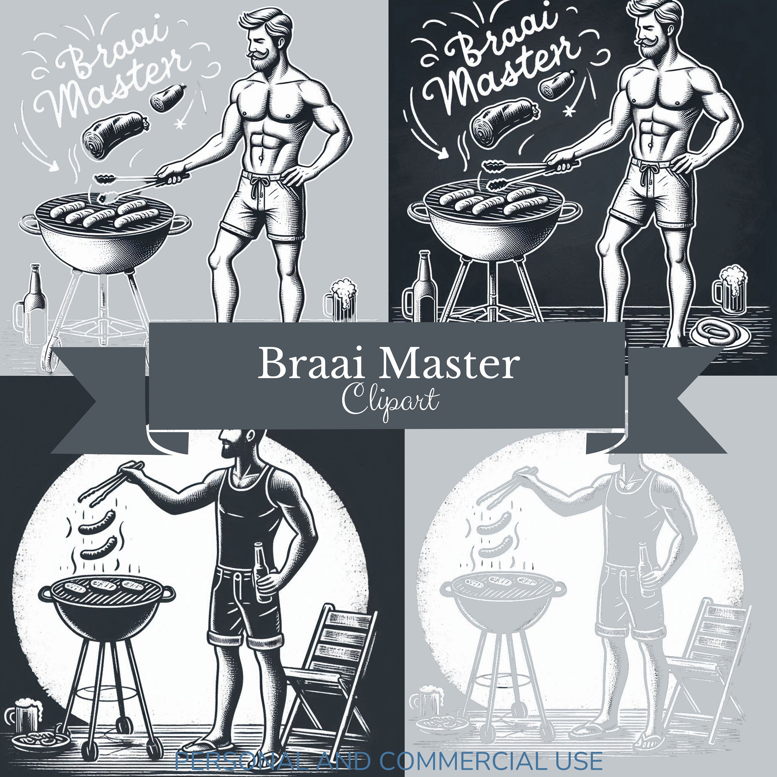 South African Braai Master Clipart Bundle: BBQ Graphics (digital ...