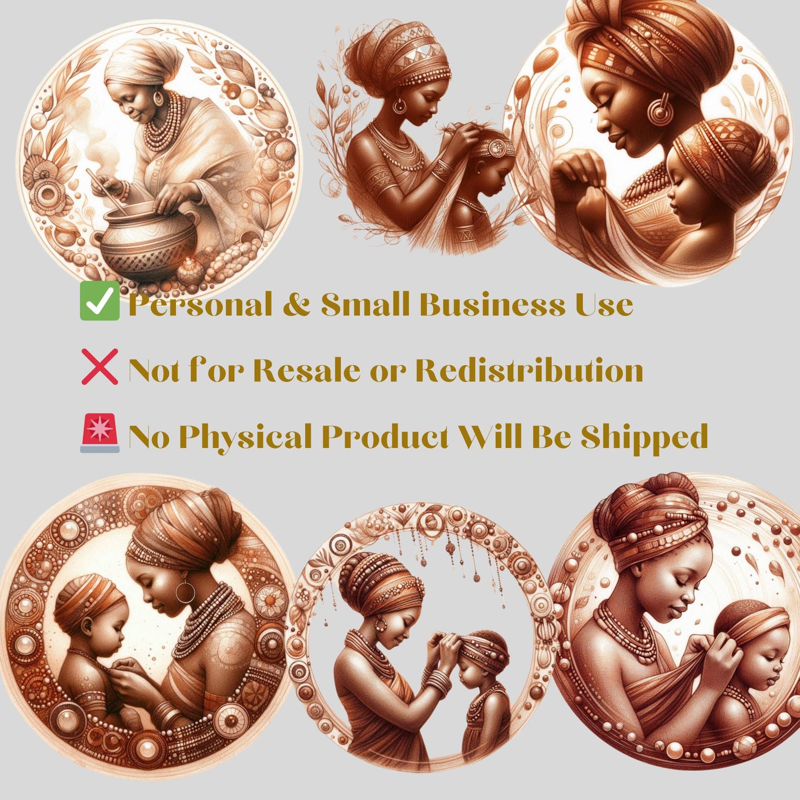 South African Motherhood Clipart: Zulu Xhosa Sotho Art (digital ...