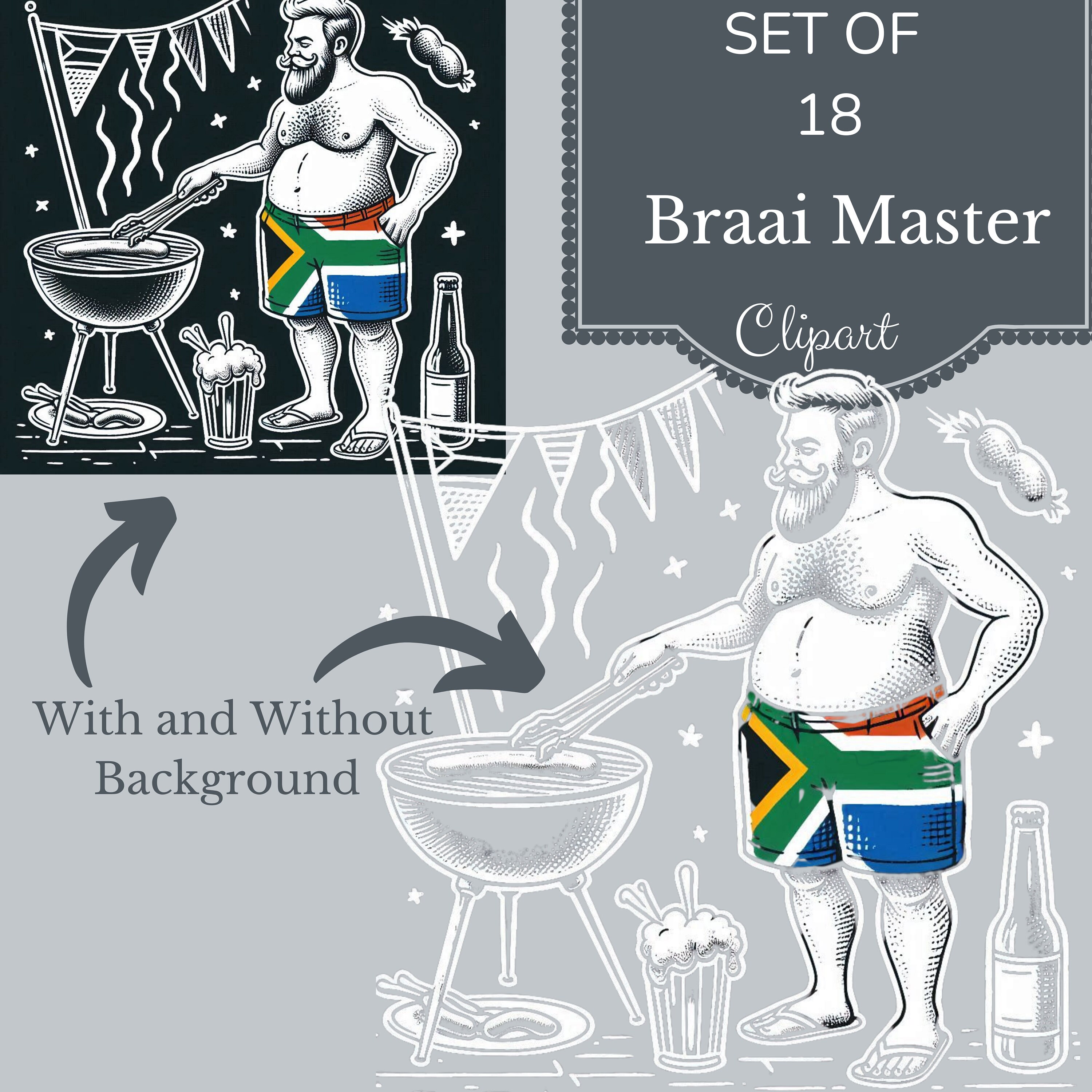 South African Braai Master Clipart Bundle: BBQ Graphics (digital ...