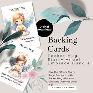 Pocket Hug Card Digital Printable - Angel Wing Hugs - 9 Pocket Hug Card ...