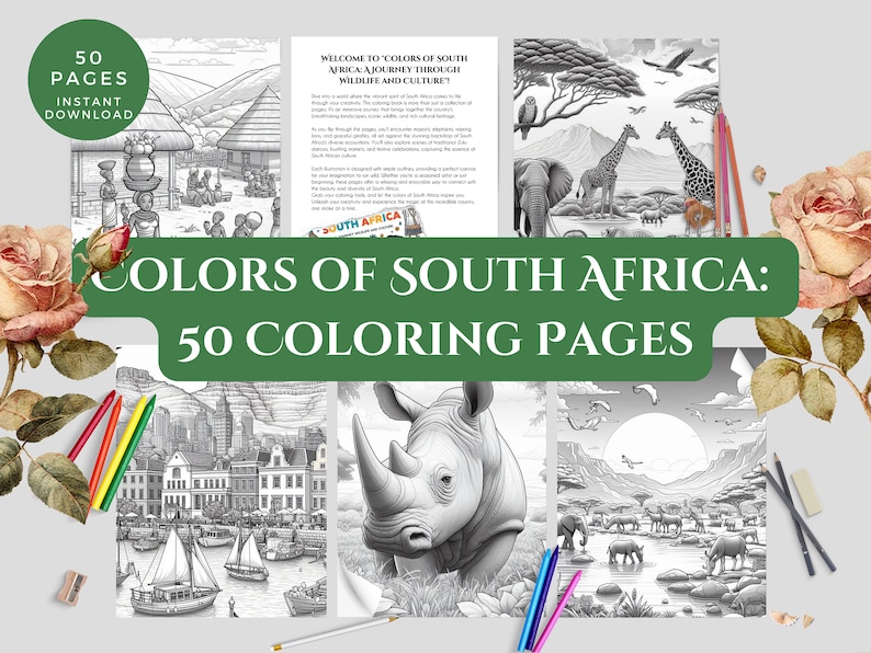 Colors of South Africa 50 Unique Coloring Pages Featuring Wildlife ...
