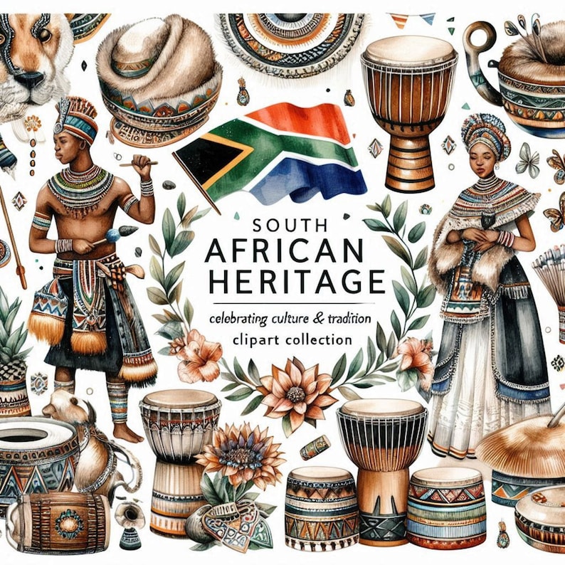 South African Heritage Clipart Bundle | 30 PNG Images | Traditional ...