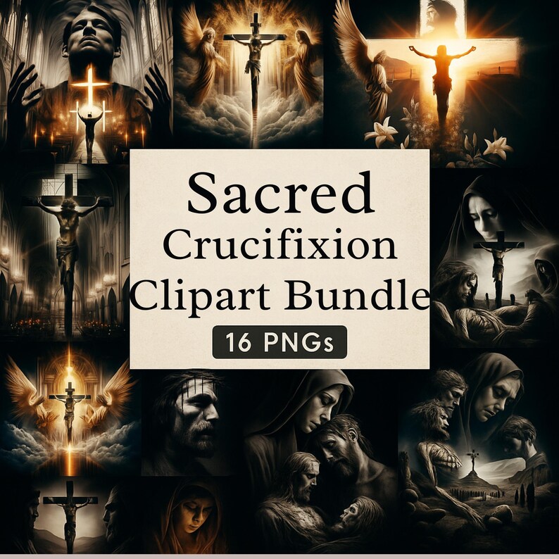 Crucifixion Clipart Bundle: Christian Cross Pngs for Religious Art ...