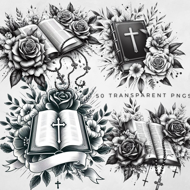 Divine Ink: 50 Bible-themed Tattoo Illustrations (PNG, 300 DPI ...