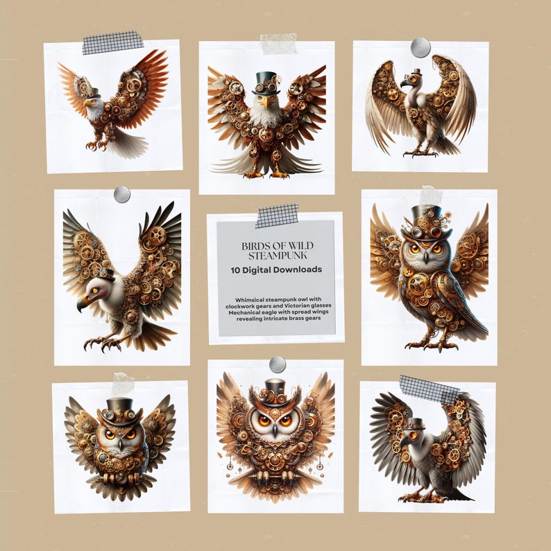 Steampunk Bird PNG | Mechanical Owl Eagle Vulture | Victorian Clockwork ...