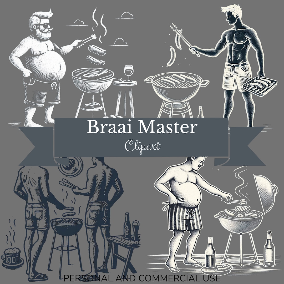 South African Braai Master Clipart Bundle: BBQ Graphics (digital ...
