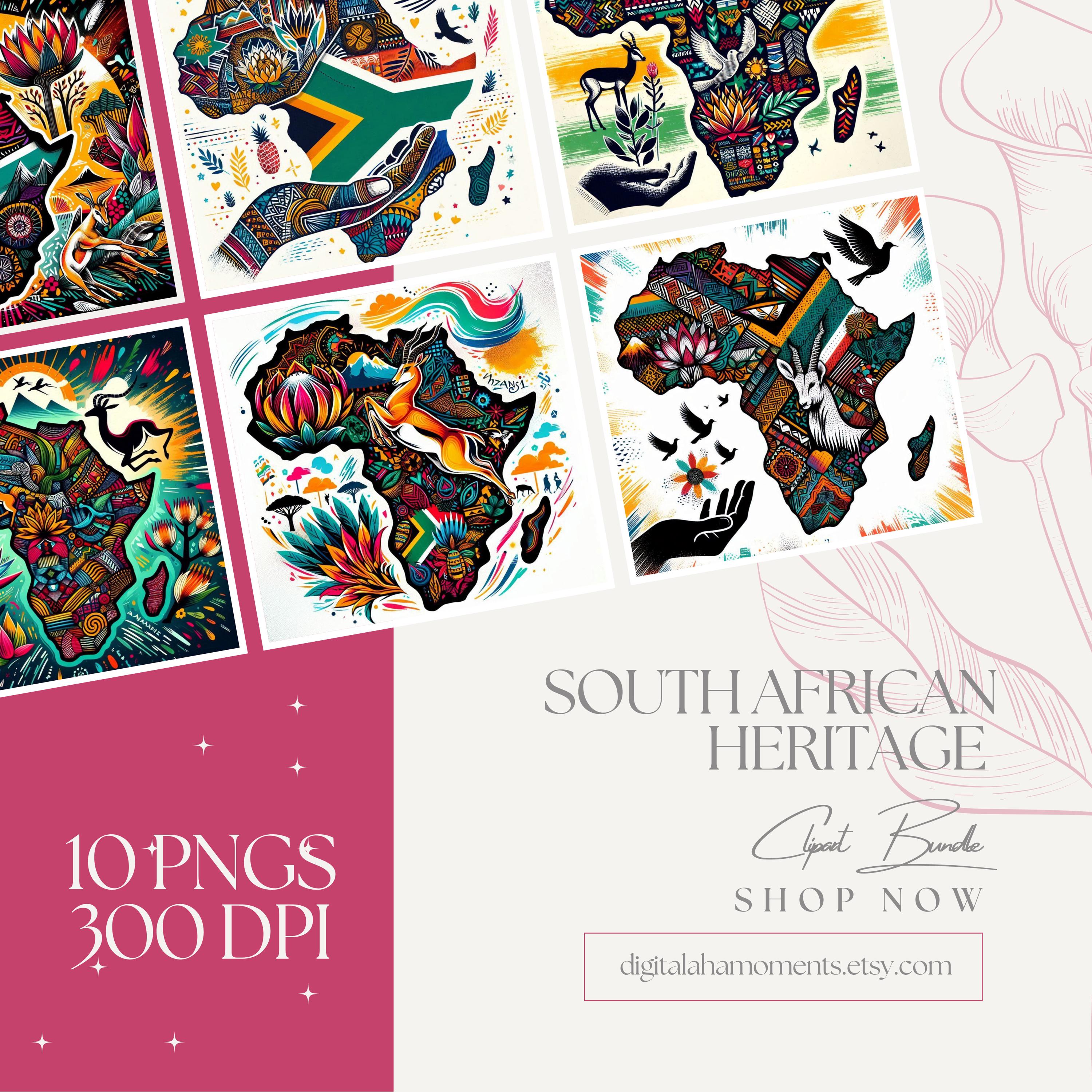 African Continent PNG | South Africa Tribal Art | Protea Springbok ...