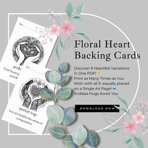 Floral Heart Pocket Hug Cards | Printable Comfort Cards | Digital ...