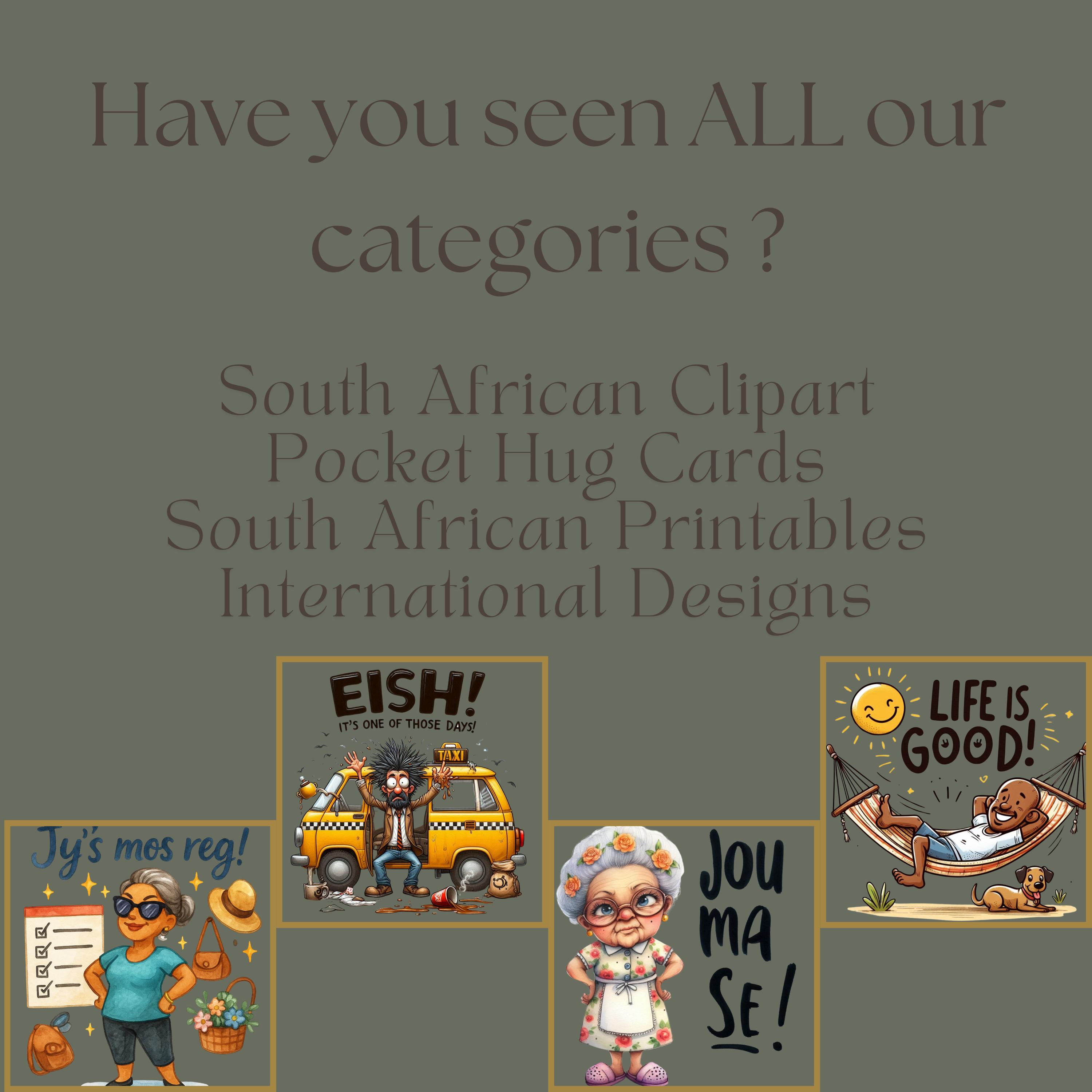 Funny Afrikaans Slang Clipart: South African Stickers & Cards (digital ...