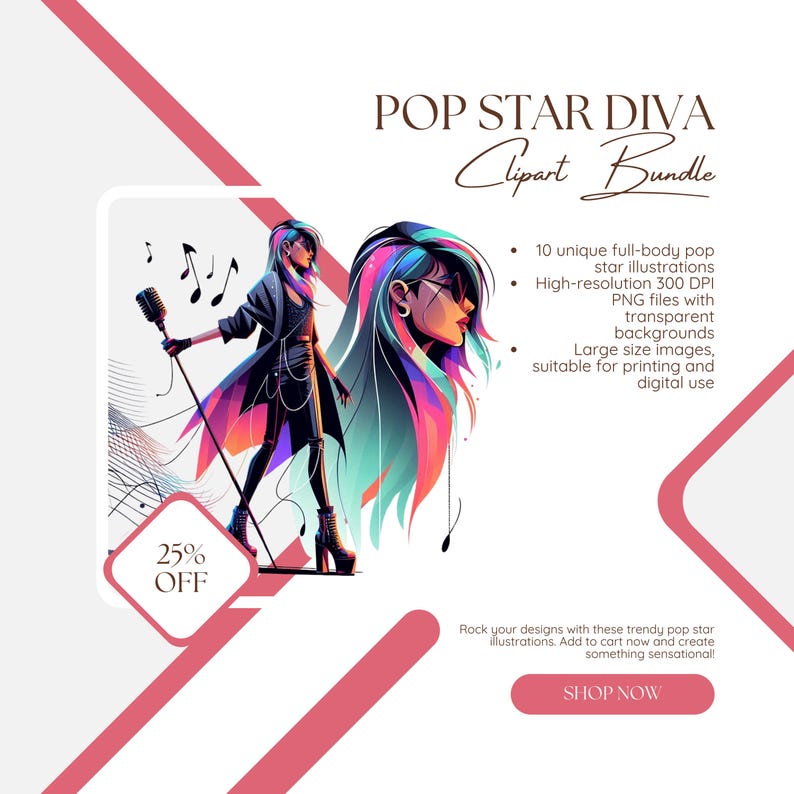 Trendy Pop Star PNG Clipart: Edgy Fashion Graphics (10 Full Body Images ...
