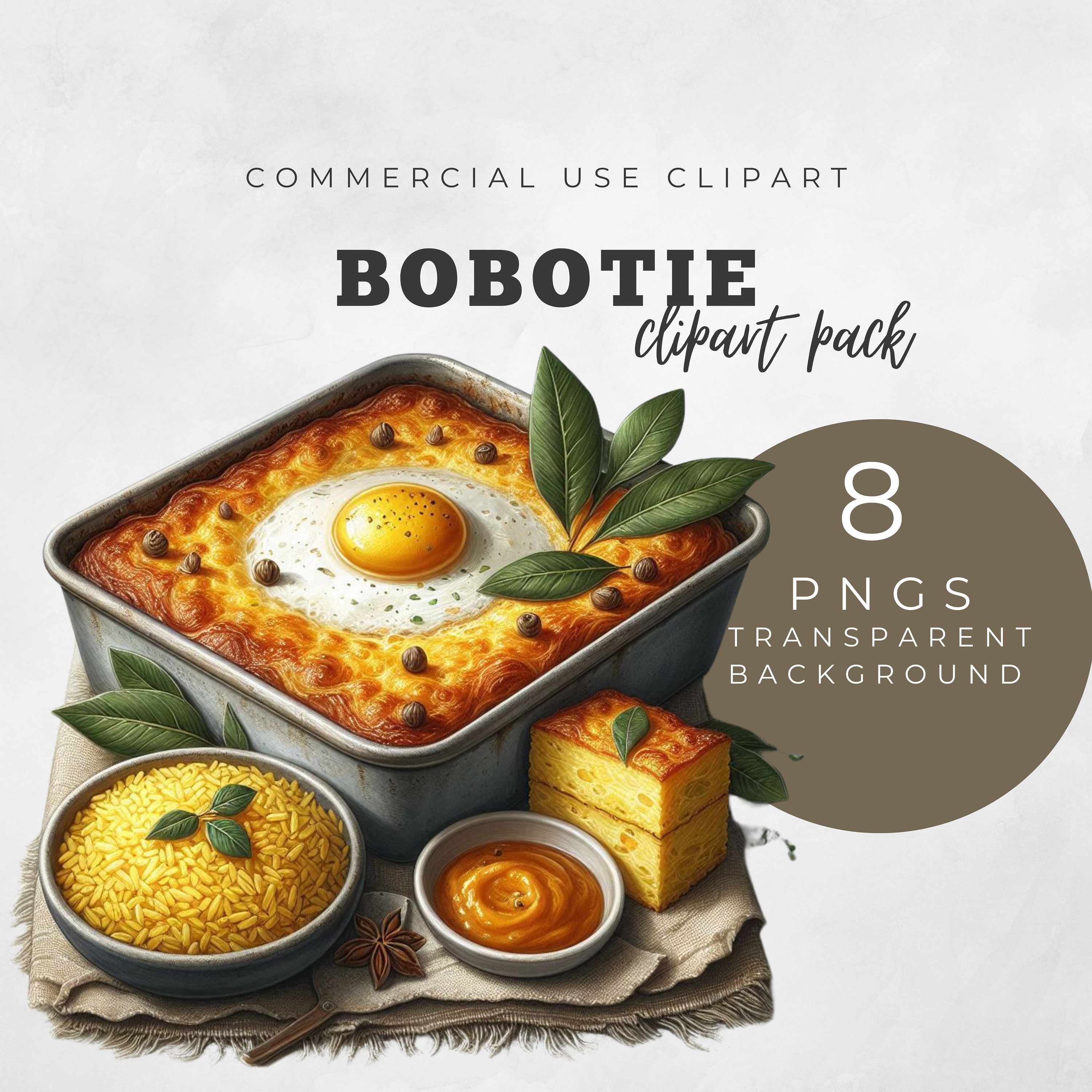 Traditional South African Bobotie Clipart Bundle | 8 PNG Images ...