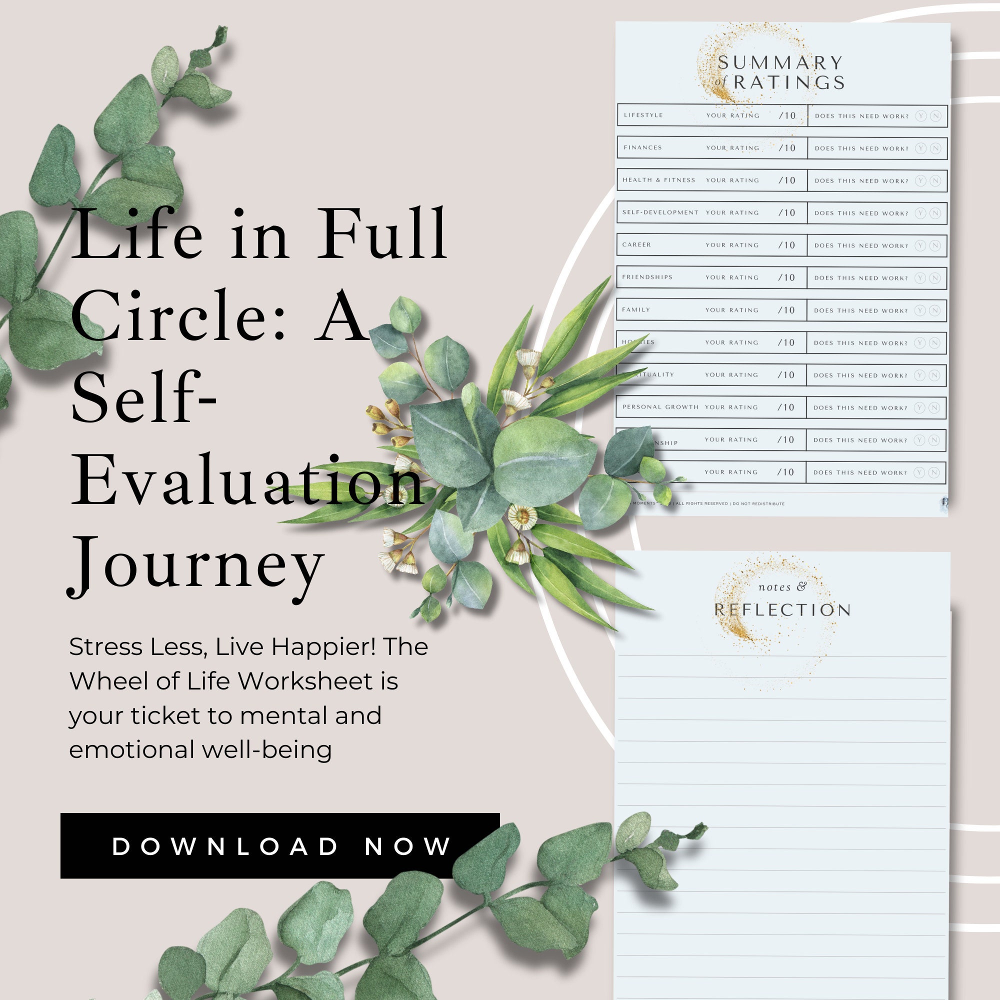 Balancing Act Wheel of Life Worksheet Self-assessment & Goal Setting ...