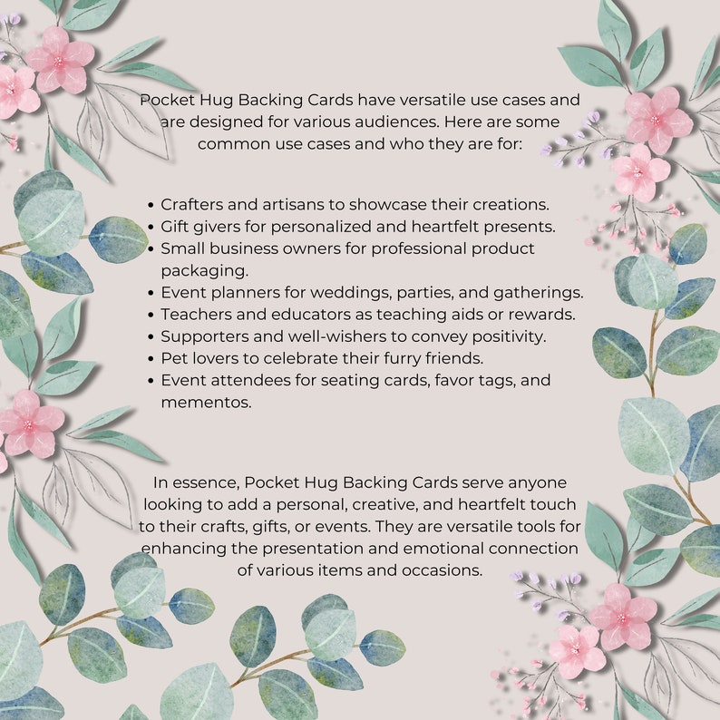 Pocket Hug Card Digital Printable - Angel Wing Hugs - 9 Pocket Hug Card ...